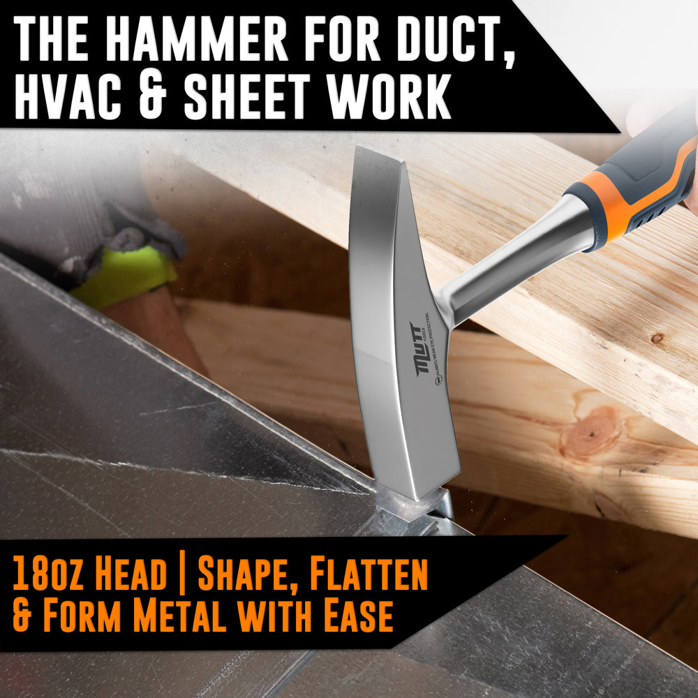 Durable 18oz Sheet Metal Hammer - One Piece Forged Tinners Hammer