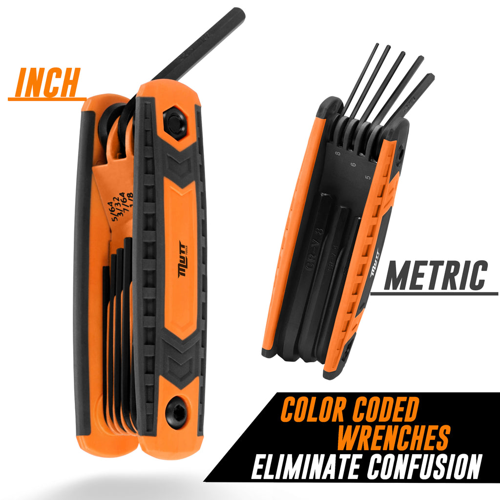 17-Piece Folding Allen Wrench Set - Metric & SAE | Mutt Tools