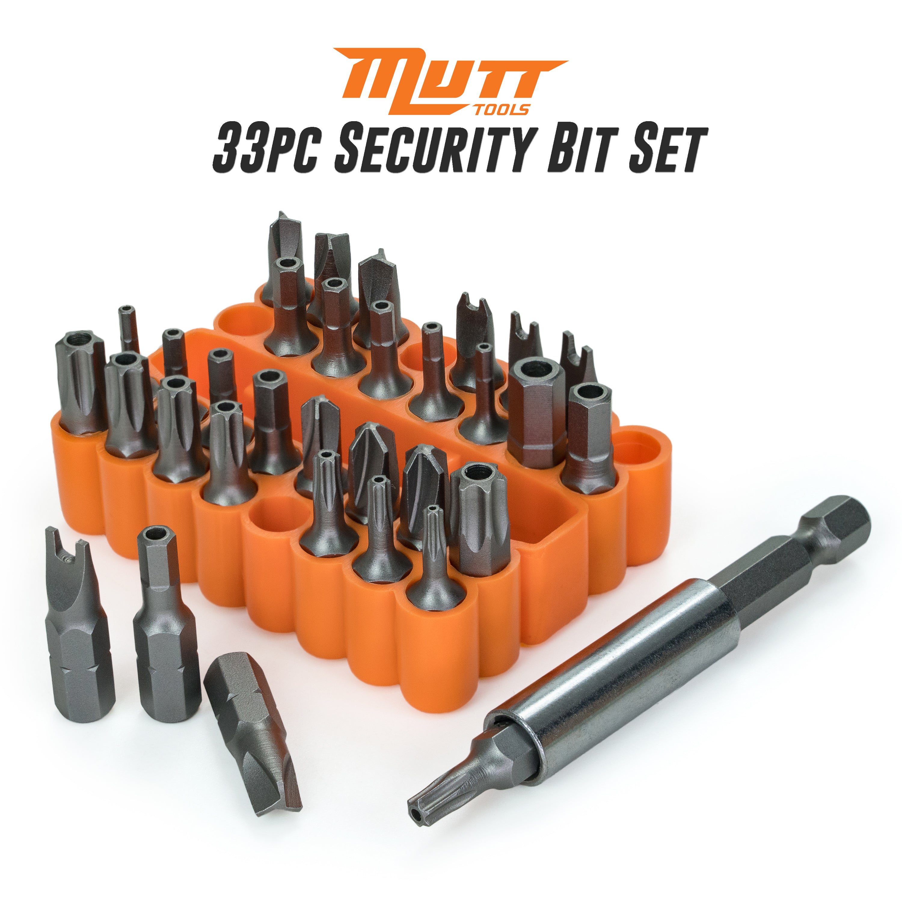 33-Piece Security Screwdriver Bit Set for Torx, Hex, and More – Mutt Tools