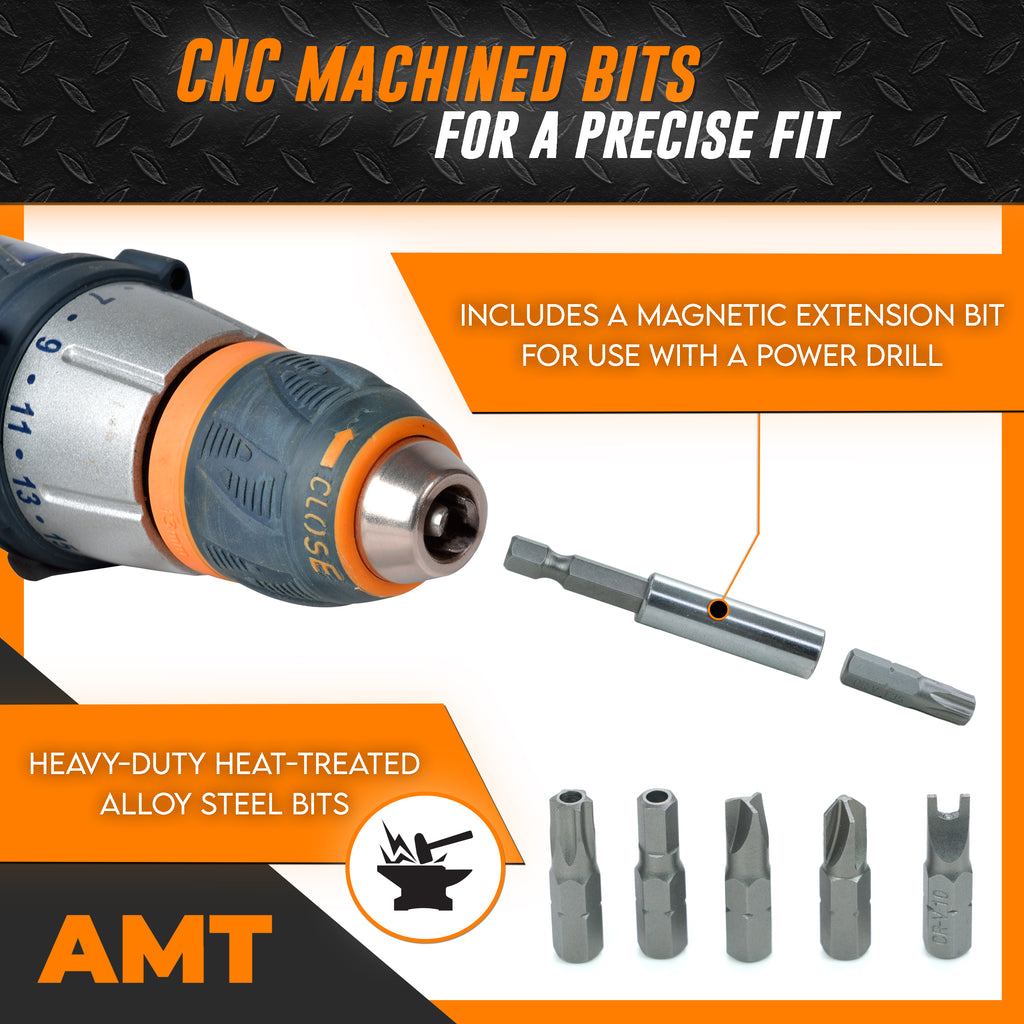 33-Piece Security Screwdriver Bit Set for Torx, Hex, and More – Mutt Tools