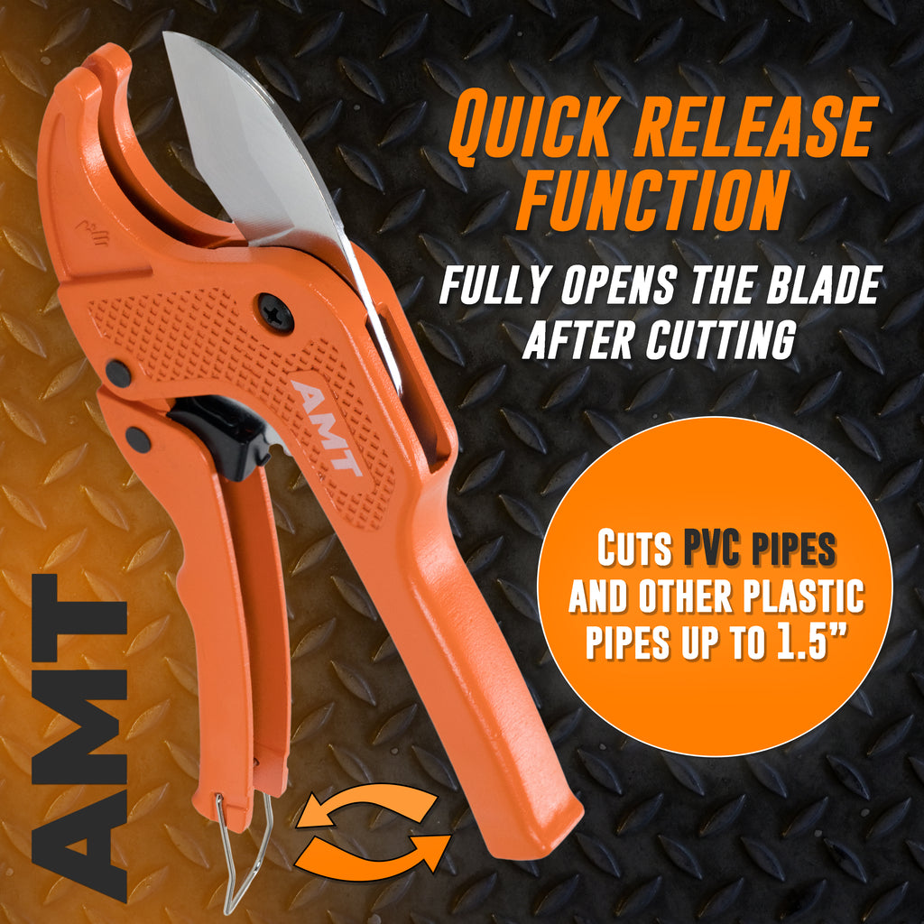 Heavy Duty 1.5" Ratcheting PVC Pipe Cutter | Mutt Tools