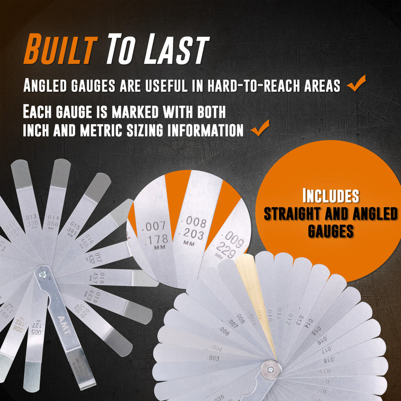 2pc Straight and Angled Feeler Gauge Set – Includes Inch and Metric Fe ...