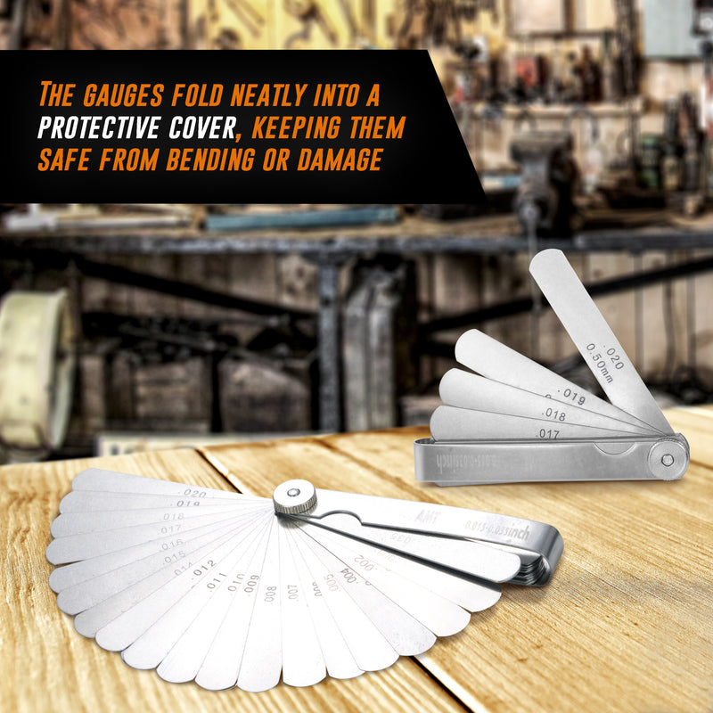 2pc Straight and Angled Feeler Gauge Set – Includes Inch and Metric Fe ...