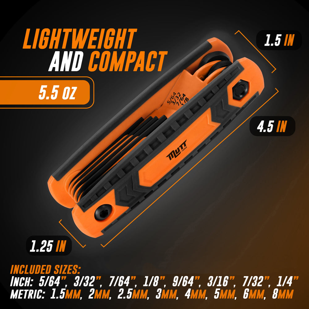 17-Piece Folding Allen Wrench Set - Metric & SAE | Mutt Tools