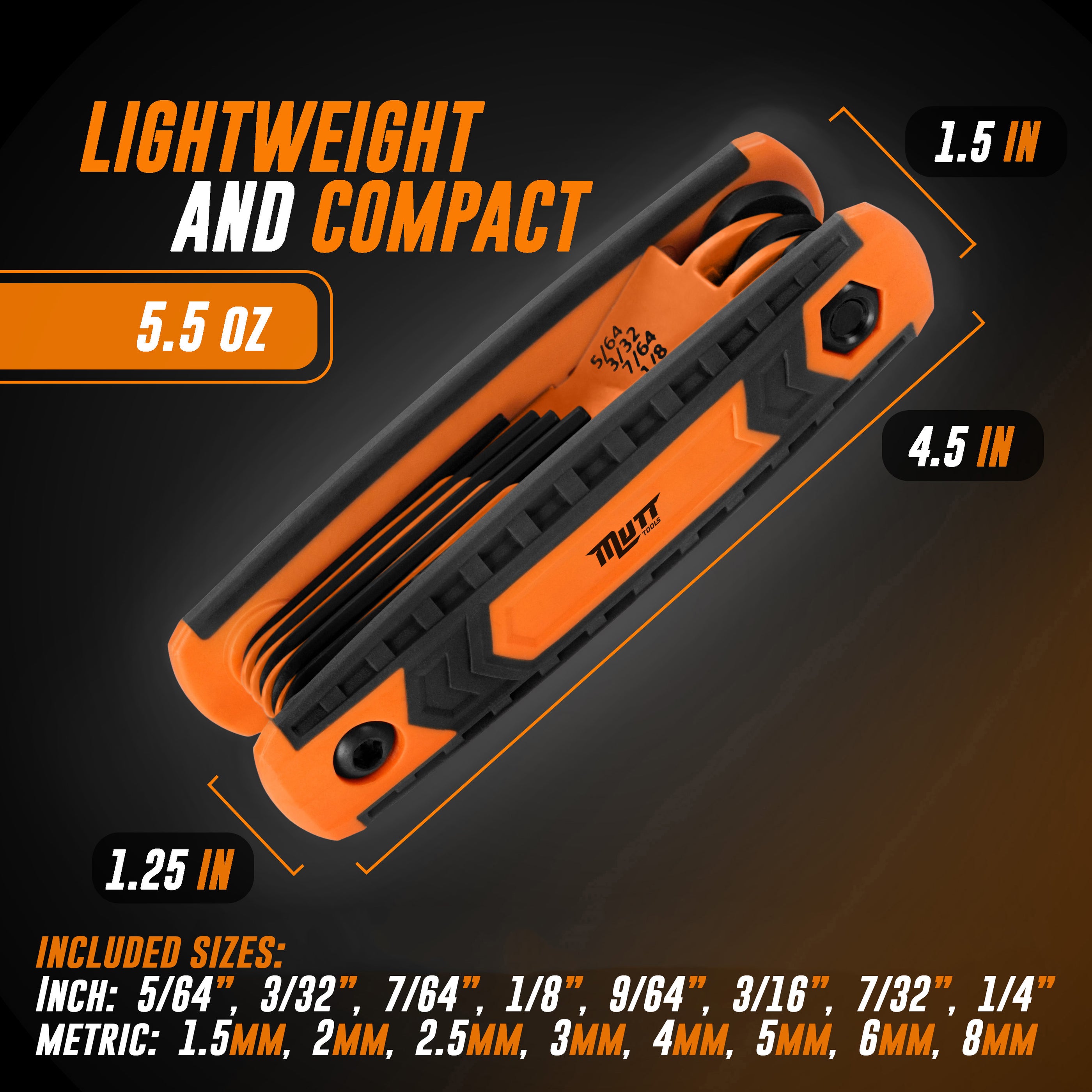 17-Piece Folding Allen Wrench Set - Metric & SAE | Mutt Tools