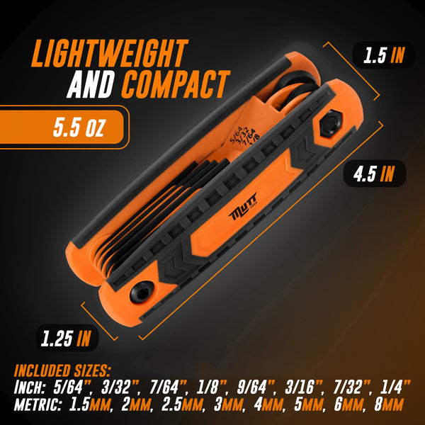 17-Piece Folding Allen Wrench Set - Metric & SAE | Mutt Tools