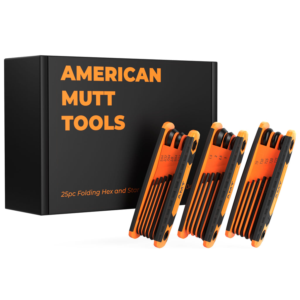 25-Piece Folding Allen Wrench Set - Metric, SAE & Torx Keys – Mutt Tools