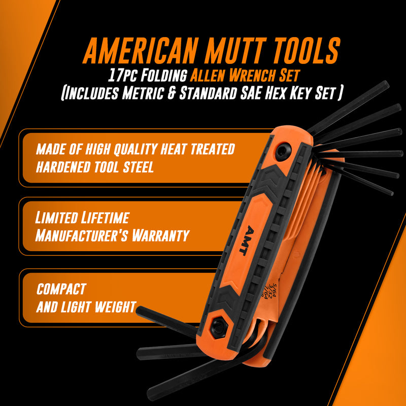 17pc Folding Allen Wrenches Sets | Includes Metric and SAE Hex Key Set ...